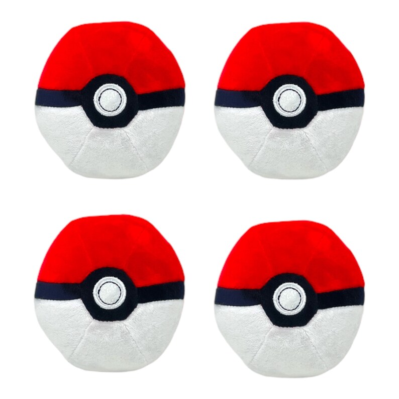 4 Pieces Pokeball Plush Toys Set Pokemon Pokeball Toys Each 4' Pokeball ...