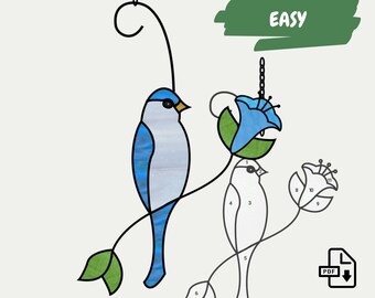 Stained Glass Blue Bird - Etsy