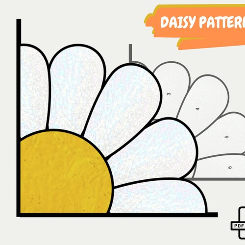 Daisy Flower Stained Glass Pattern Beginner Suncatcher - Etsy