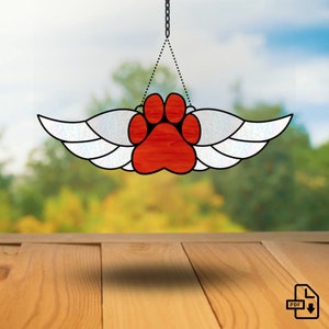 Pet Paw Angel Wings Stained Glass Pattern (digital Download) - Etsy
