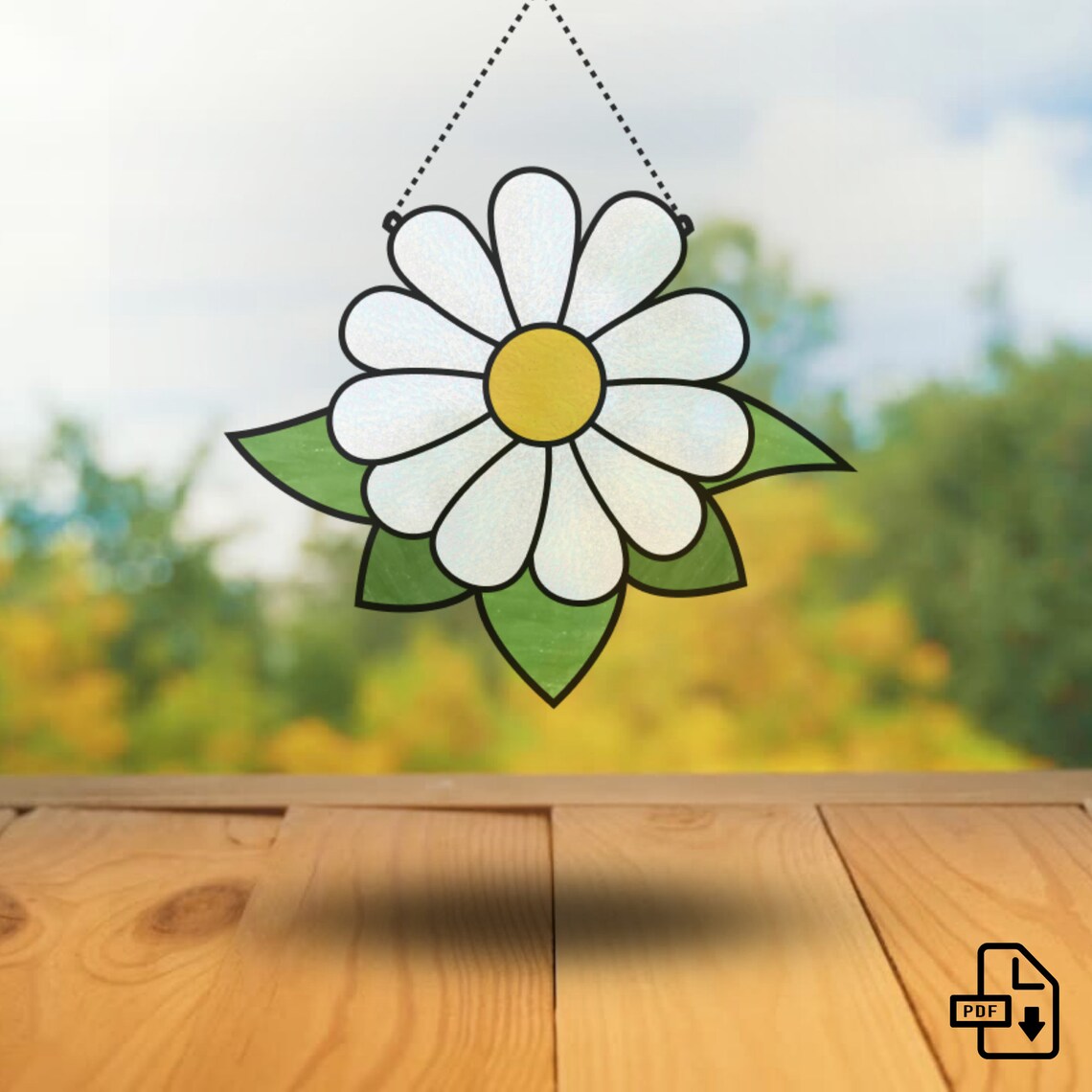 Daisy Flower Stained Glass Pattern Beginner Stained Glass - Etsy