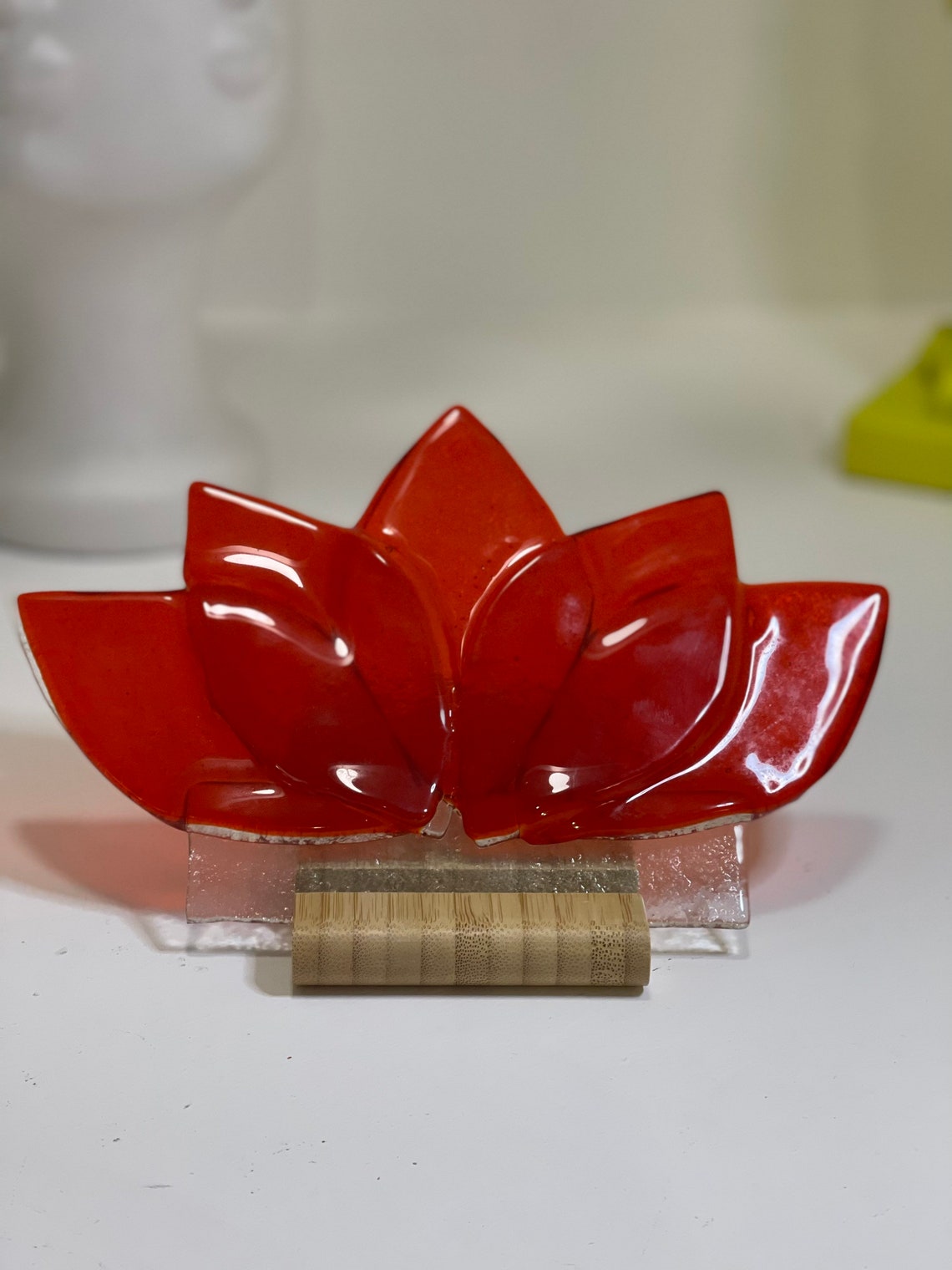 Fused Glass Red Lotus Flower Lotus Suncatcher Unique Gift - Etsy