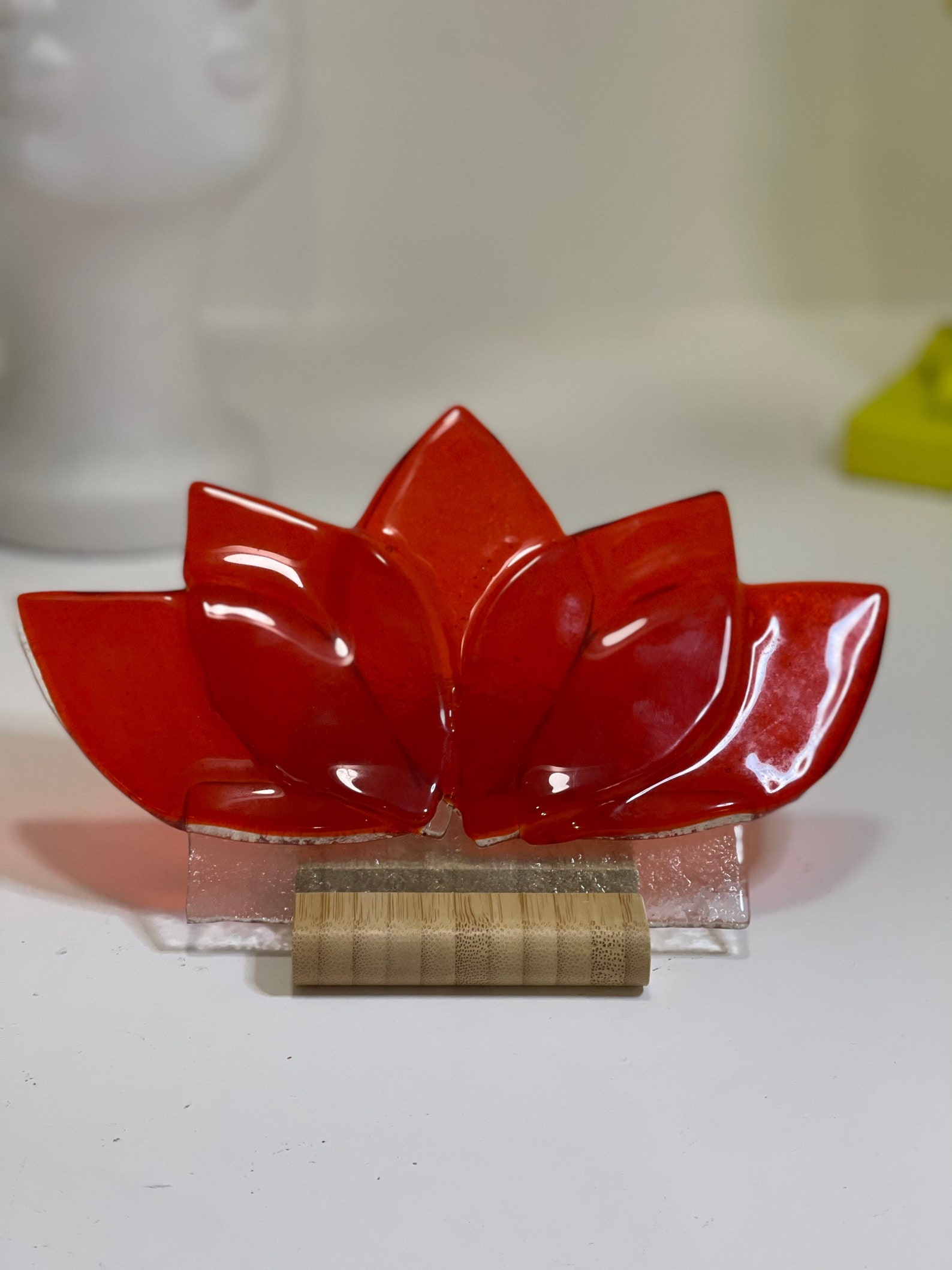 Fused Glass Red Lotus Flower Lotus Suncatcher Unique Gift - Etsy