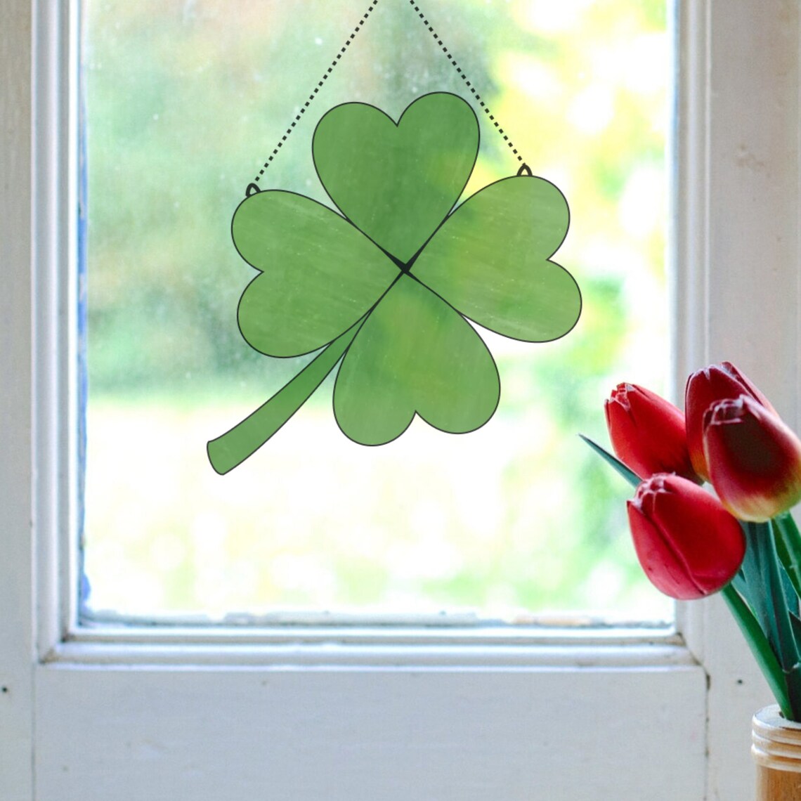 Lucky Clover Stained Glass Pattern Shamrock Beginner Window - Etsy