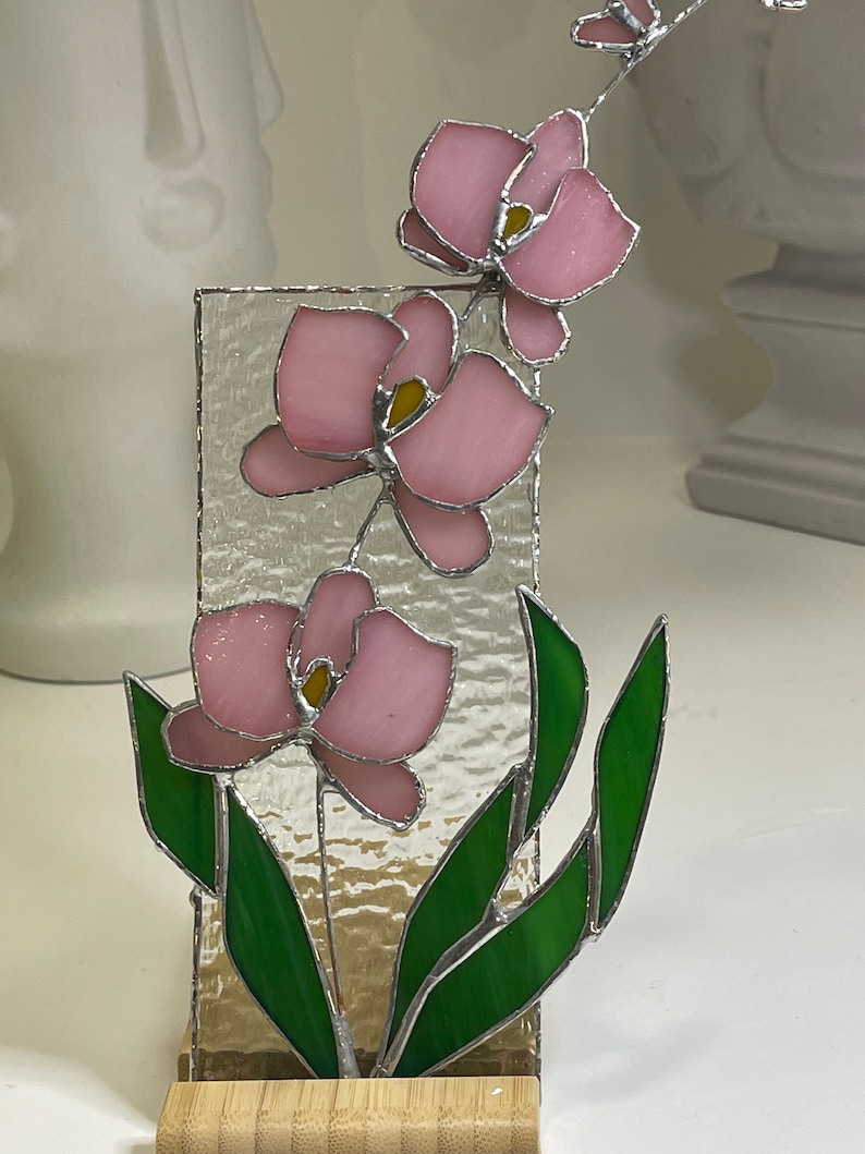 Orchid Stained Glass Panel 3D Stained Glass Flower Gift - Etsy