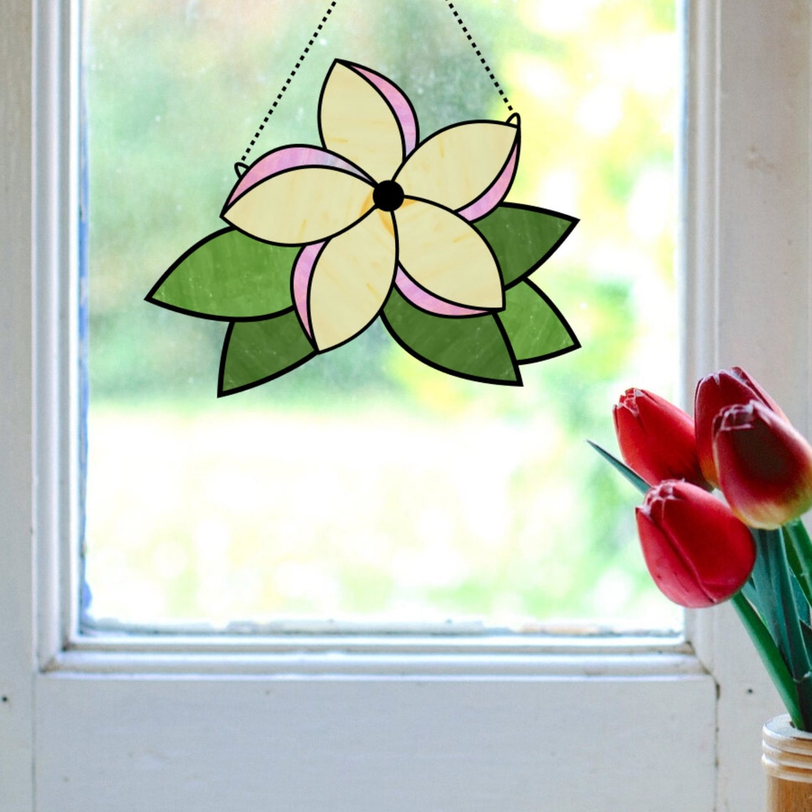Plumeria Stained Glass Pattern Plumeria Suncatcher Pdf - Etsy