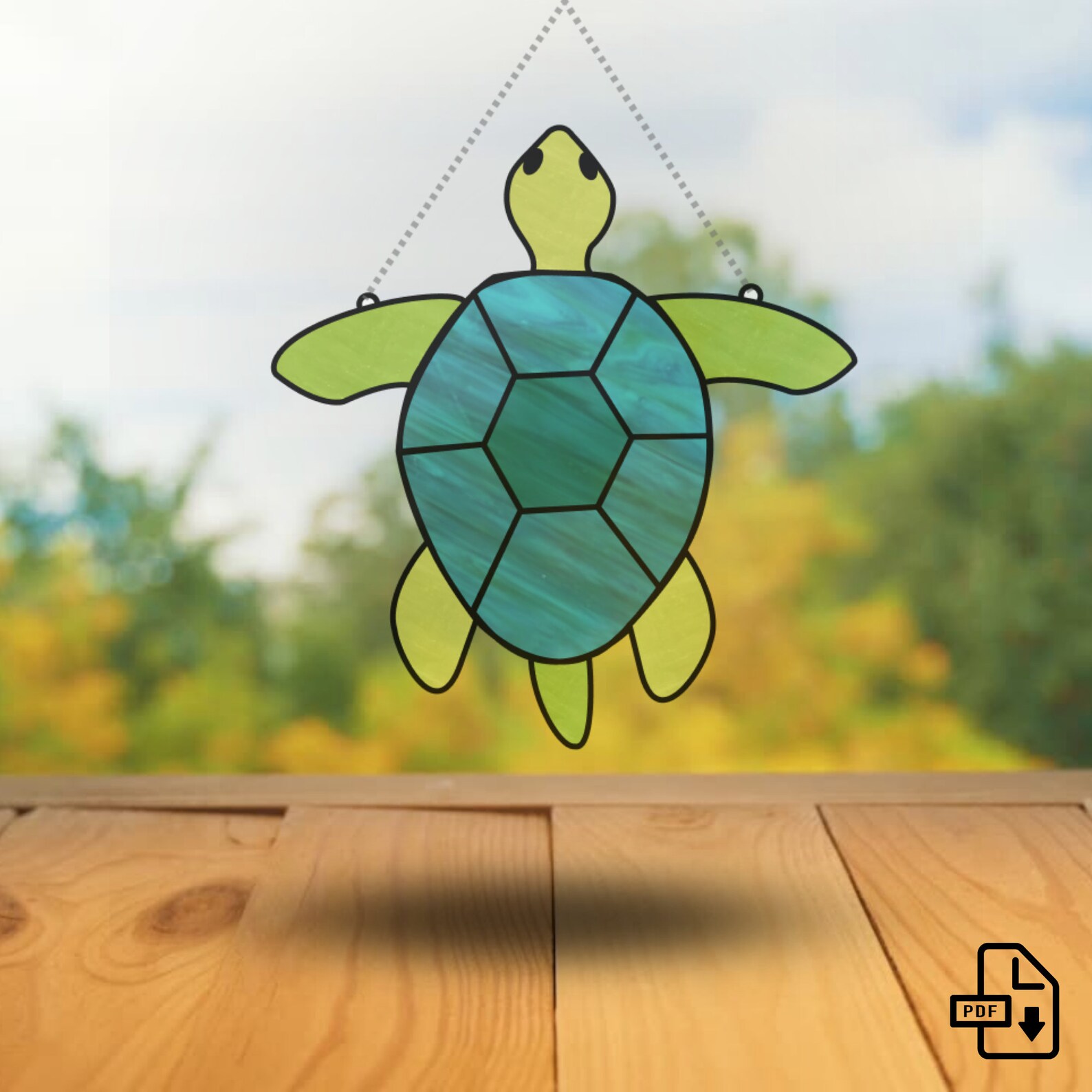 Sea Turtle Stained Glass Pattern • Beginner Suncatcher Pattern ...