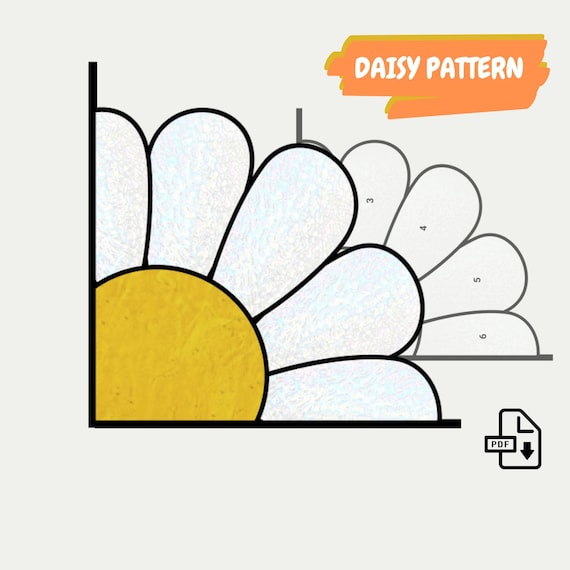 Daisy Corner Pattern Stained Glass Suncatcher Beginner | Etsy