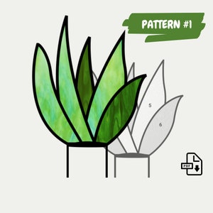 Succulent Stained Glass Patterns • Agave Flower Set for Beginner ...