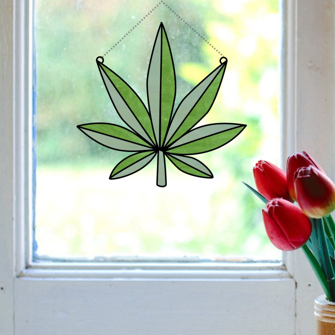 Marijuana Leaf Stained Glass Pattern • Cannabis Suncatcher Pattern ...