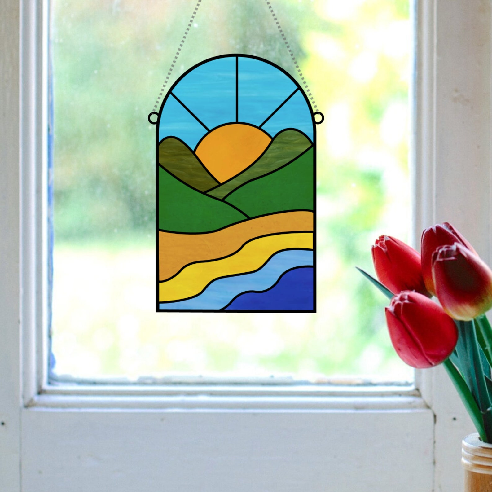 Digital PDF Download Landscape Stained Glass Pattern - Etsy