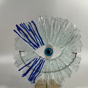 Modern Evil Eye Glass Decor With Brass Stand • Gift for Mother's Day ...