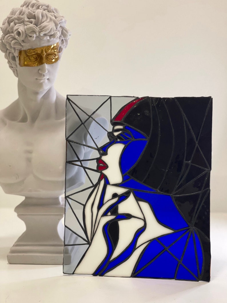 Stained Glass Women Stained Glass Girl Panel Glass Art Decor | Etsy