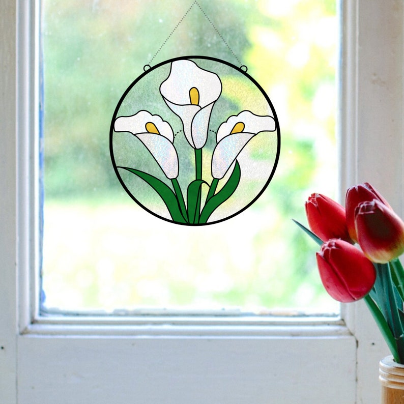 Calla Lily Stained Glass Pattern Lily Flower Suncatcher - Etsy