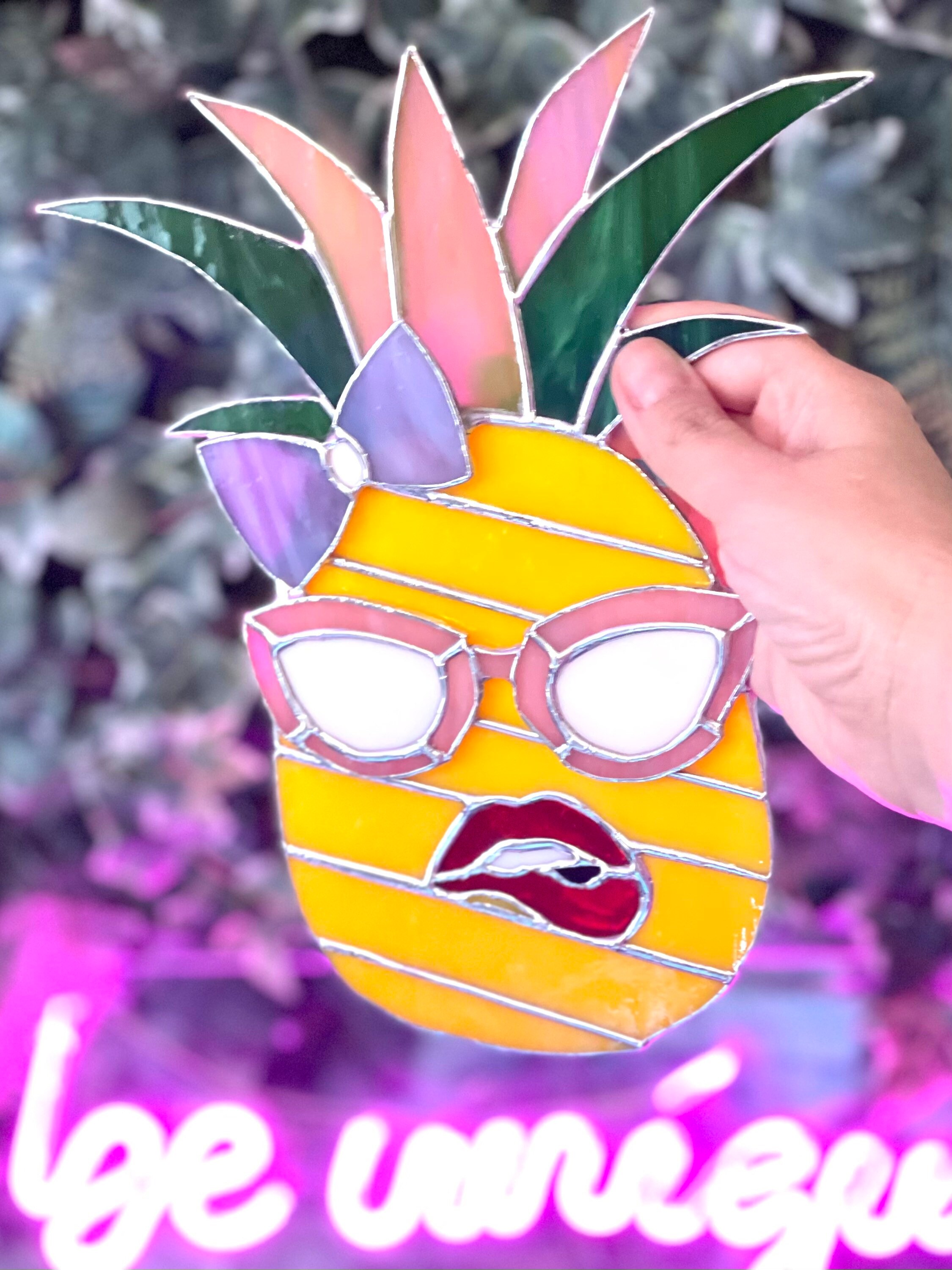 Stained Glass Pineapple Pattern Unique 3D Miss Pineapple - Etsy