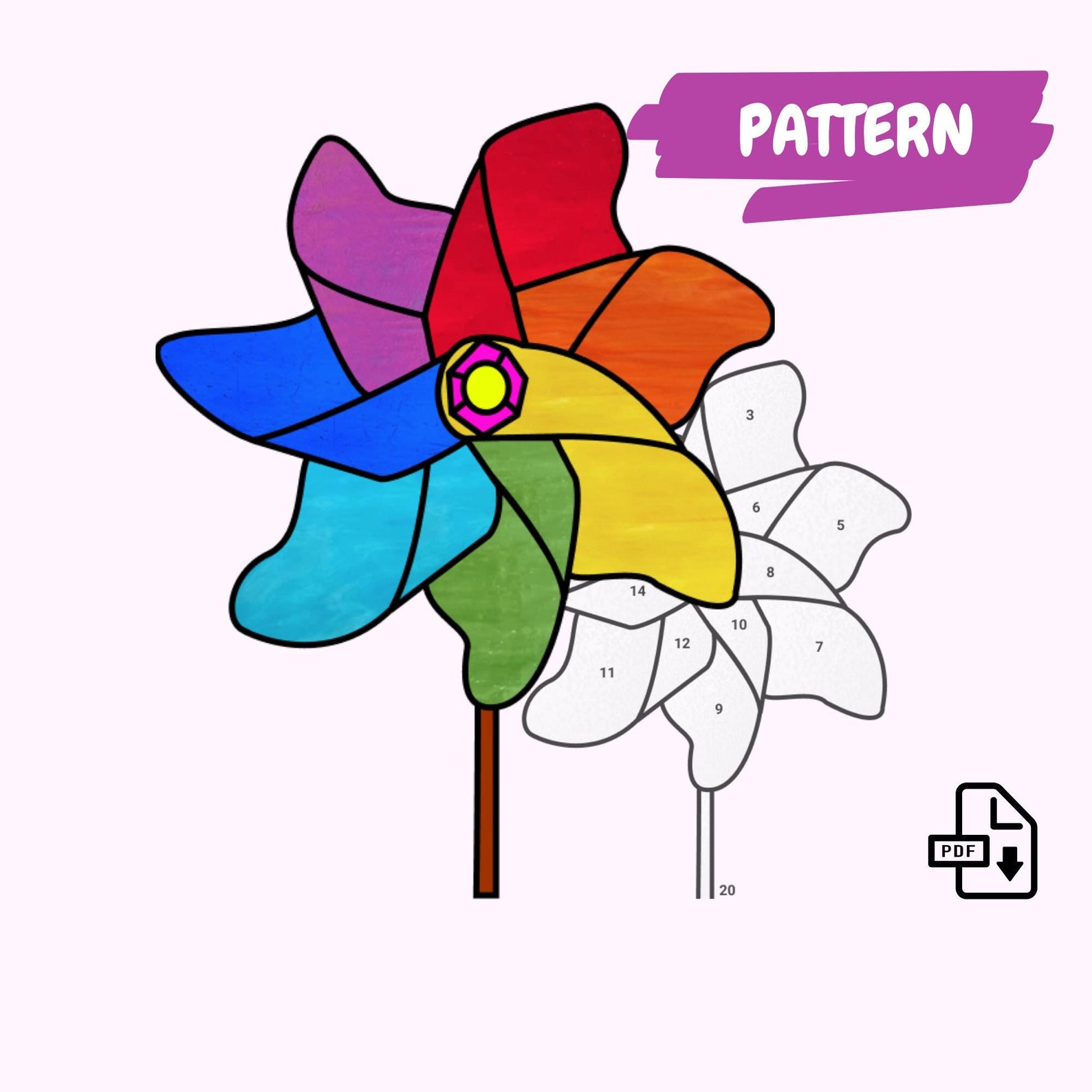LGBTQ Pride Pattern Rainbow Pinwheel Stained Glass Pattern - Etsy