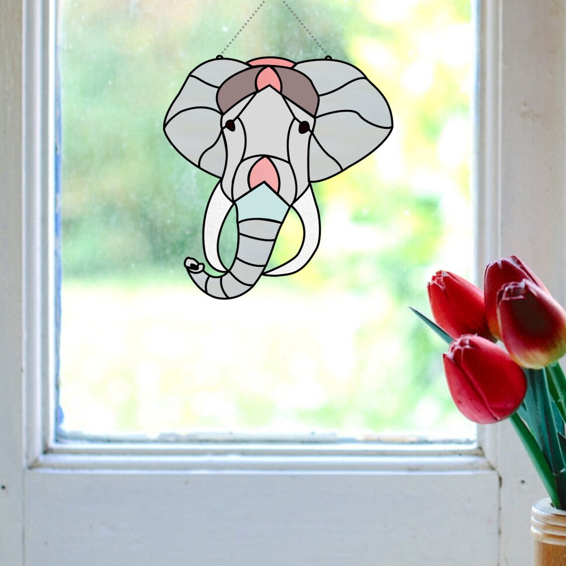 Elephant Stained Glass Pattern Beginner Suncatcher Pattern - Etsy