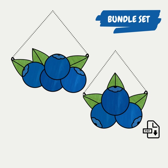 Blueberry Stained Glass Suncatcher Patterns Bundle Set of | Etsy