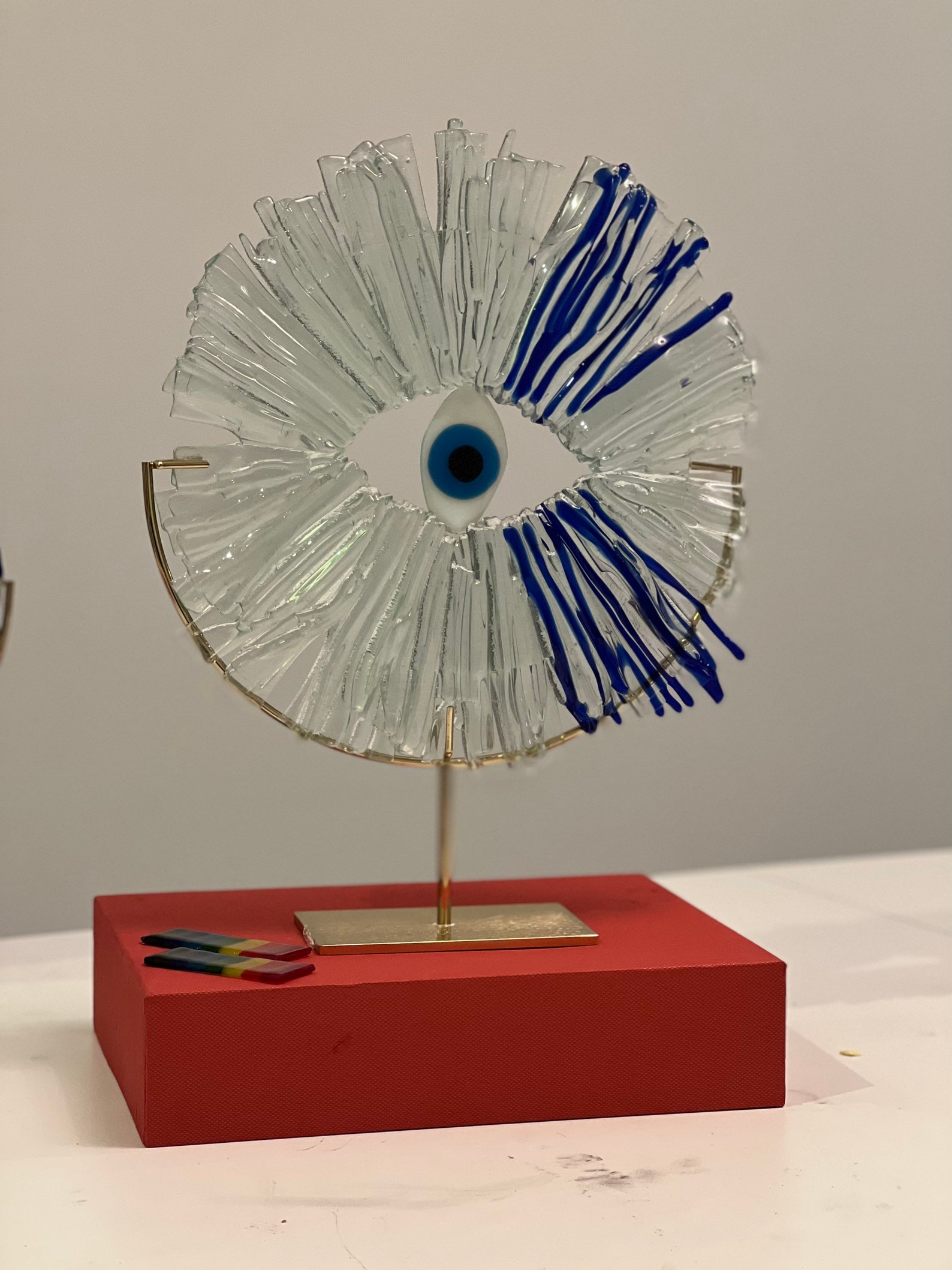 Modern Evil Eye Glass Decor With Brass Stand Gift for - Etsy