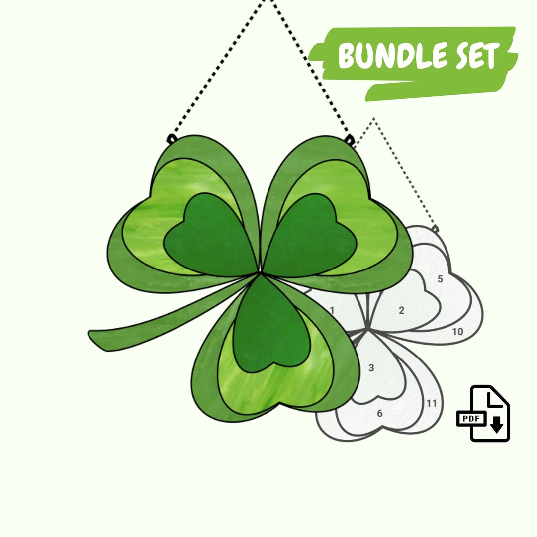 Lucky Clover Stained Glass Pattern • Shamrock Beginner Window Hanging ...