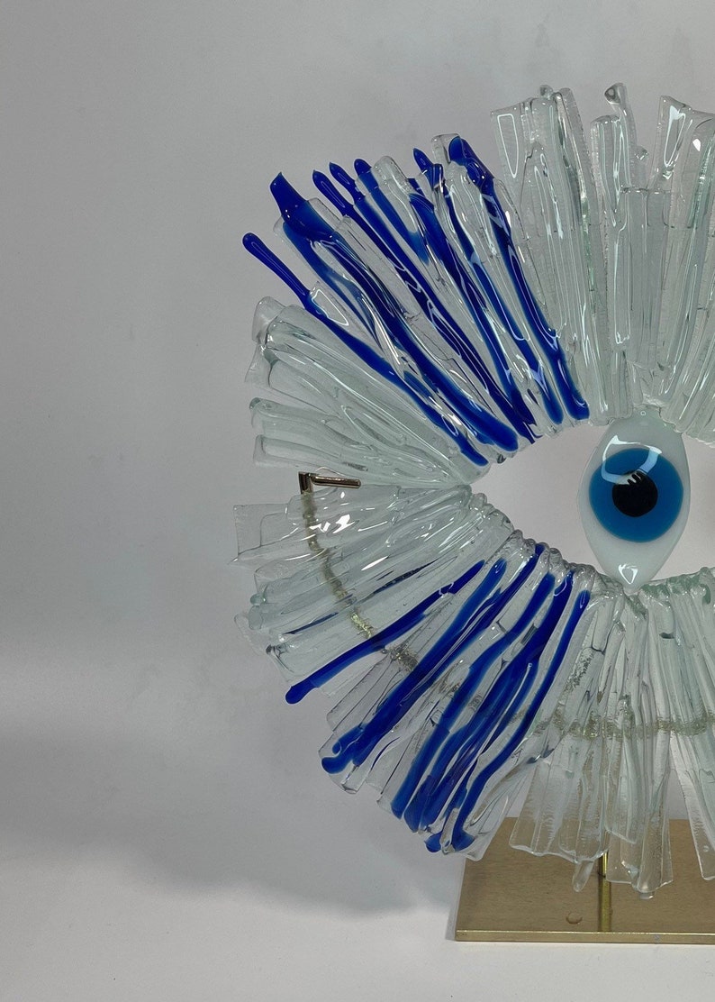 Modern Evil Eye Glass Decor With Brass Stand Gift for - Etsy