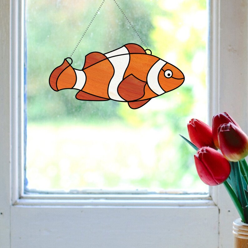 Clownfish Stained Glass Pattern Easy Nemo Stained Glass - Etsy