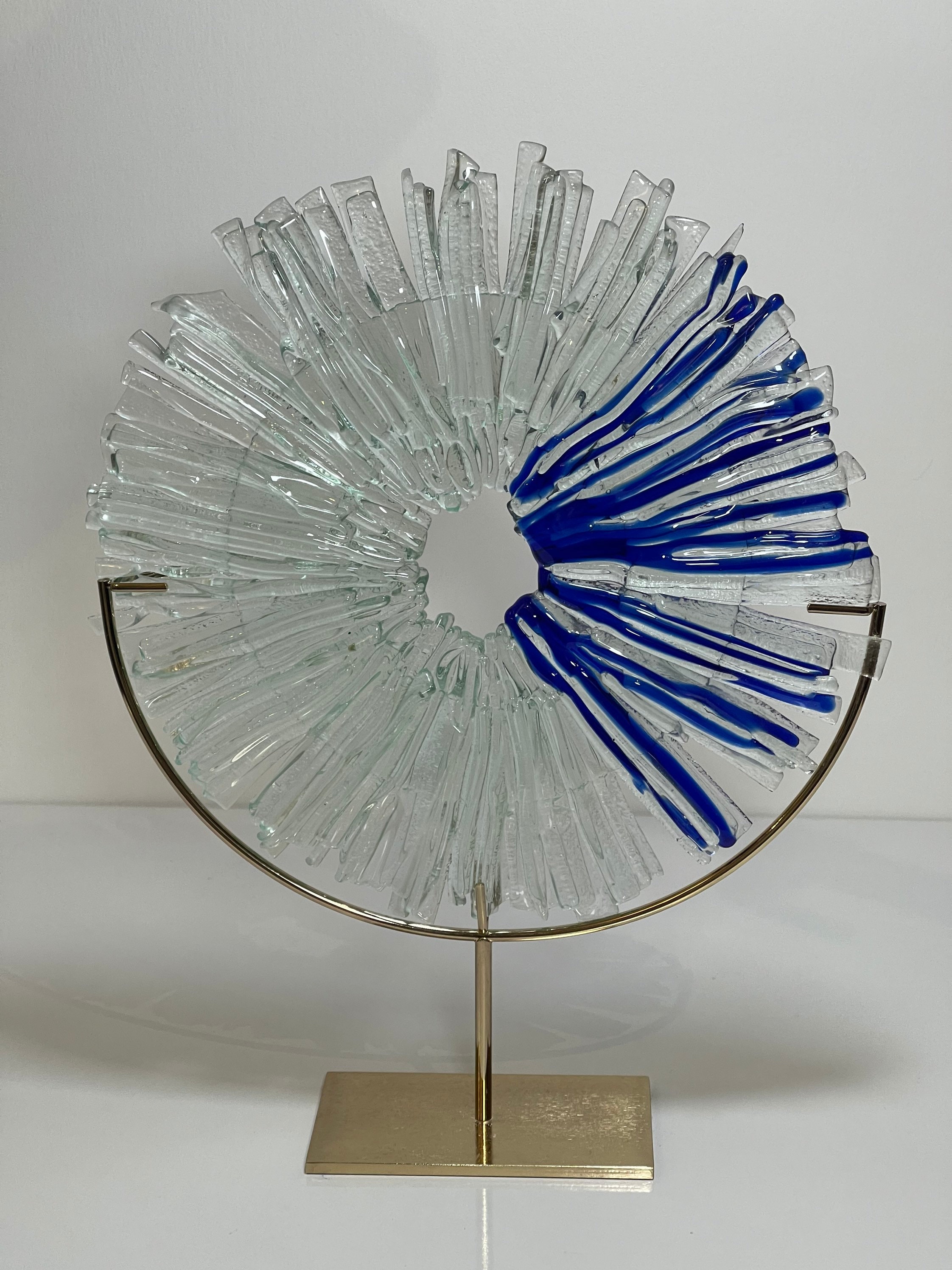 Modern Glass Disc Sculpture Abstract Fused Glass Disc - Etsy