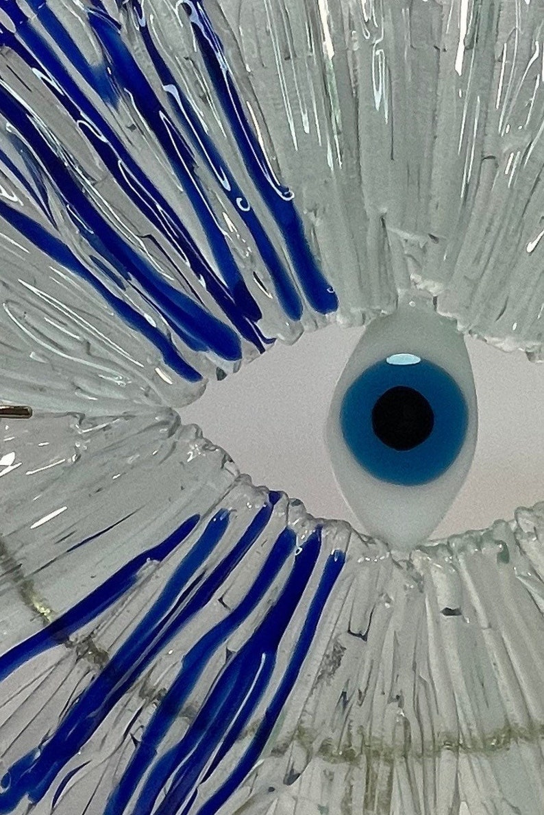 Modern Evil Eye Glass Decor With Brass Stand Gift for - Etsy