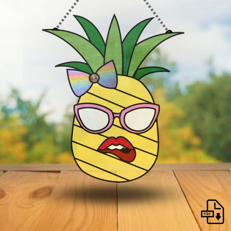 Stained Glass Pineapple Pattern Unique 3D Miss Pineapple - Etsy
