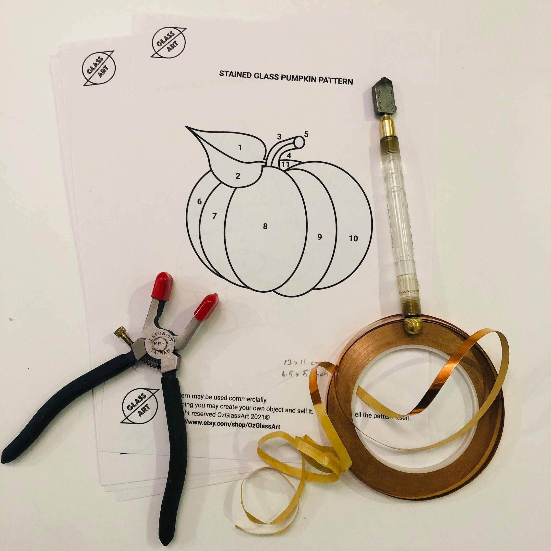 Pumpkin Stained Glass Pattern for Beginners Digital Instant | Etsy