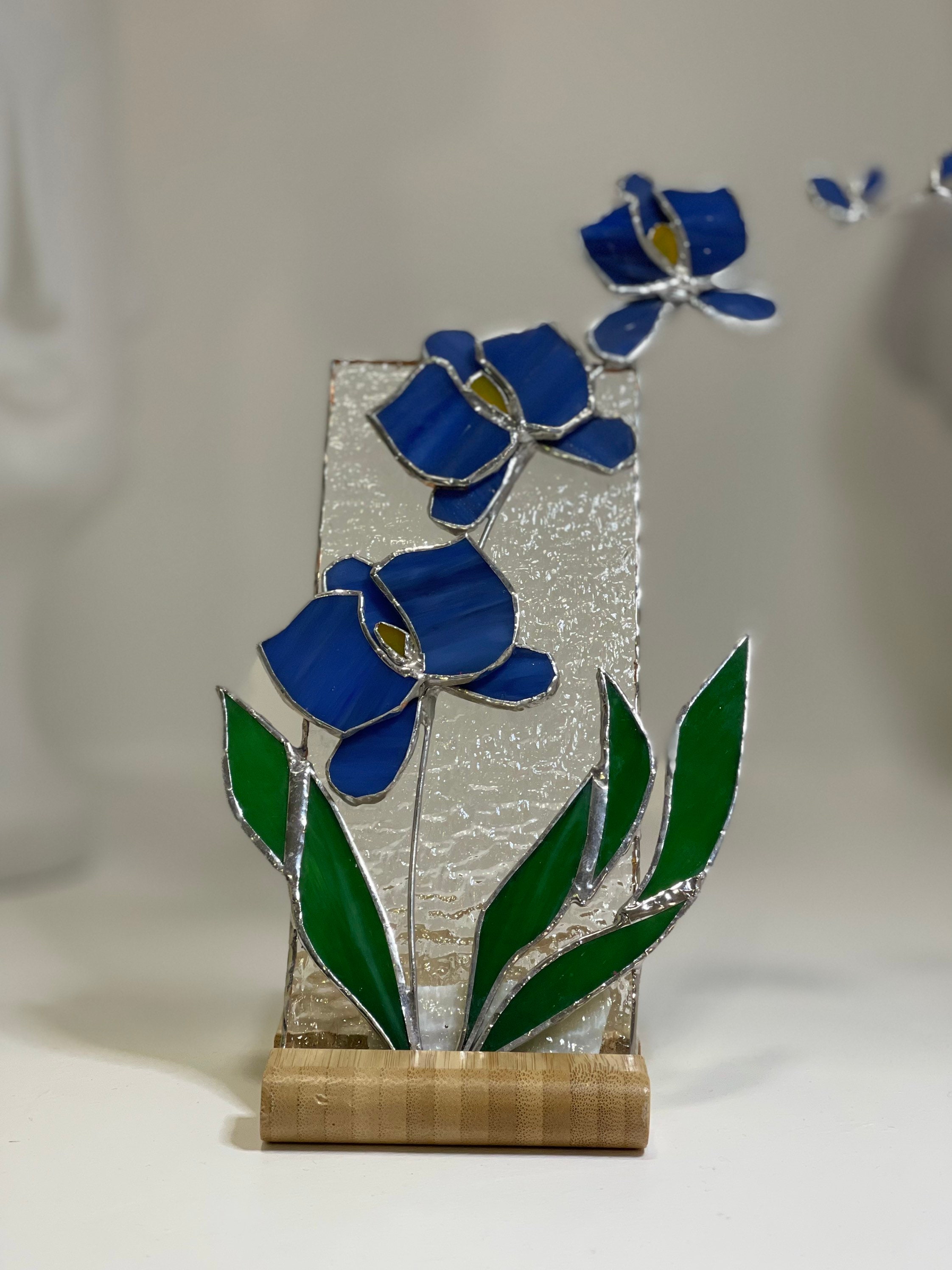 Stained Glass Orchid Panel With Stand 3D Stained Glass Home - Etsy