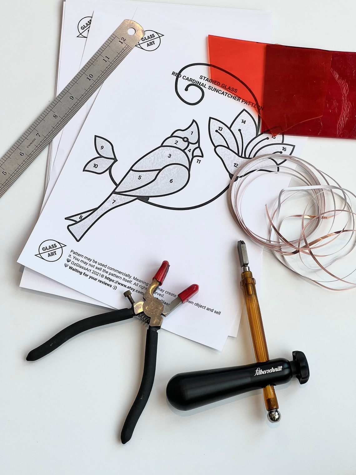 Red Cardinal Stained Glass Suncatcher Pattern Easy - Etsy