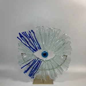 Modern Evil Eye Glass Decor With Brass Stand • Gift for Mother's Day ...