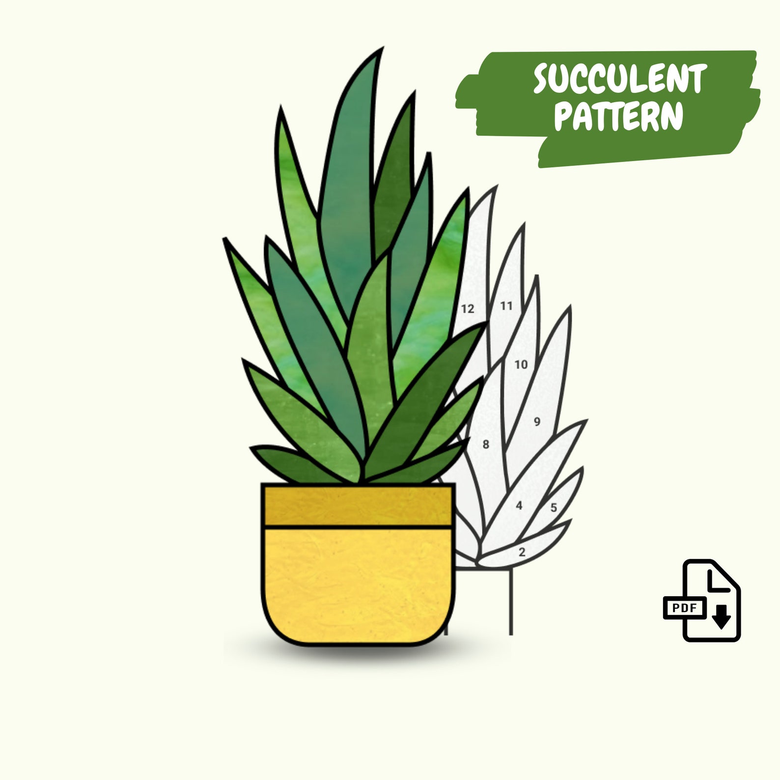 Agave Stained Glass Pattern • Beginner Friendly (digital Download) - Etsy