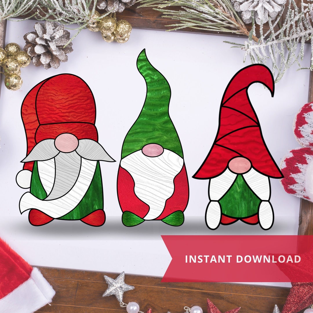 Christmas Gnome Stained Glass Pattern Set (digital Download) - Etsy