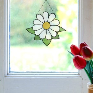 Daisy Flower Stained Glass Pattern • Beginner Stained Glass Daisy ...