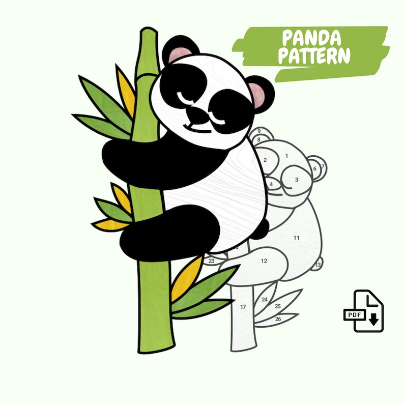 Panda Stained Glass Suncatcher Pattern Panda Bear Window - Etsy