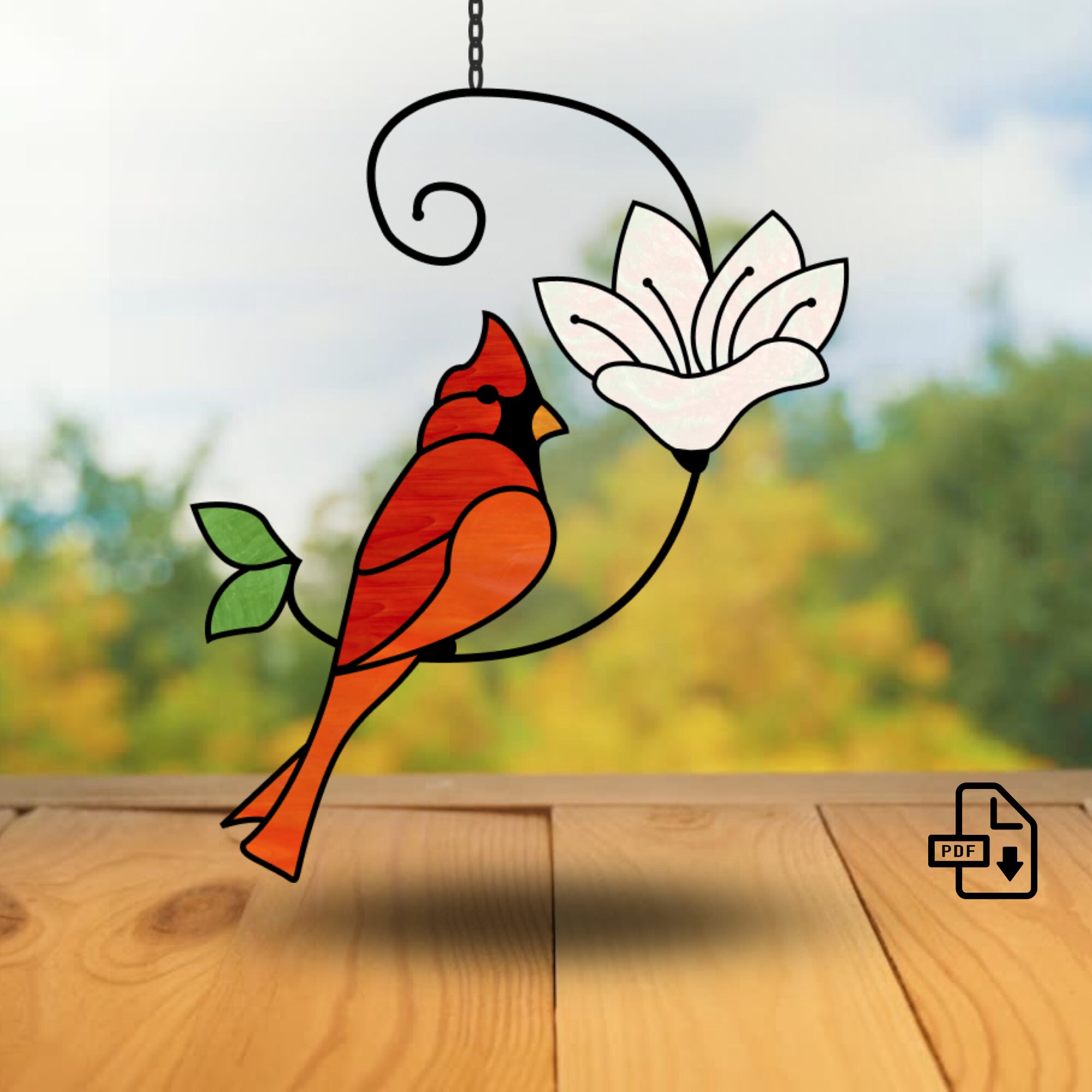 Red Cardinal Stained Glass Suncatcher Pattern Easy - Etsy