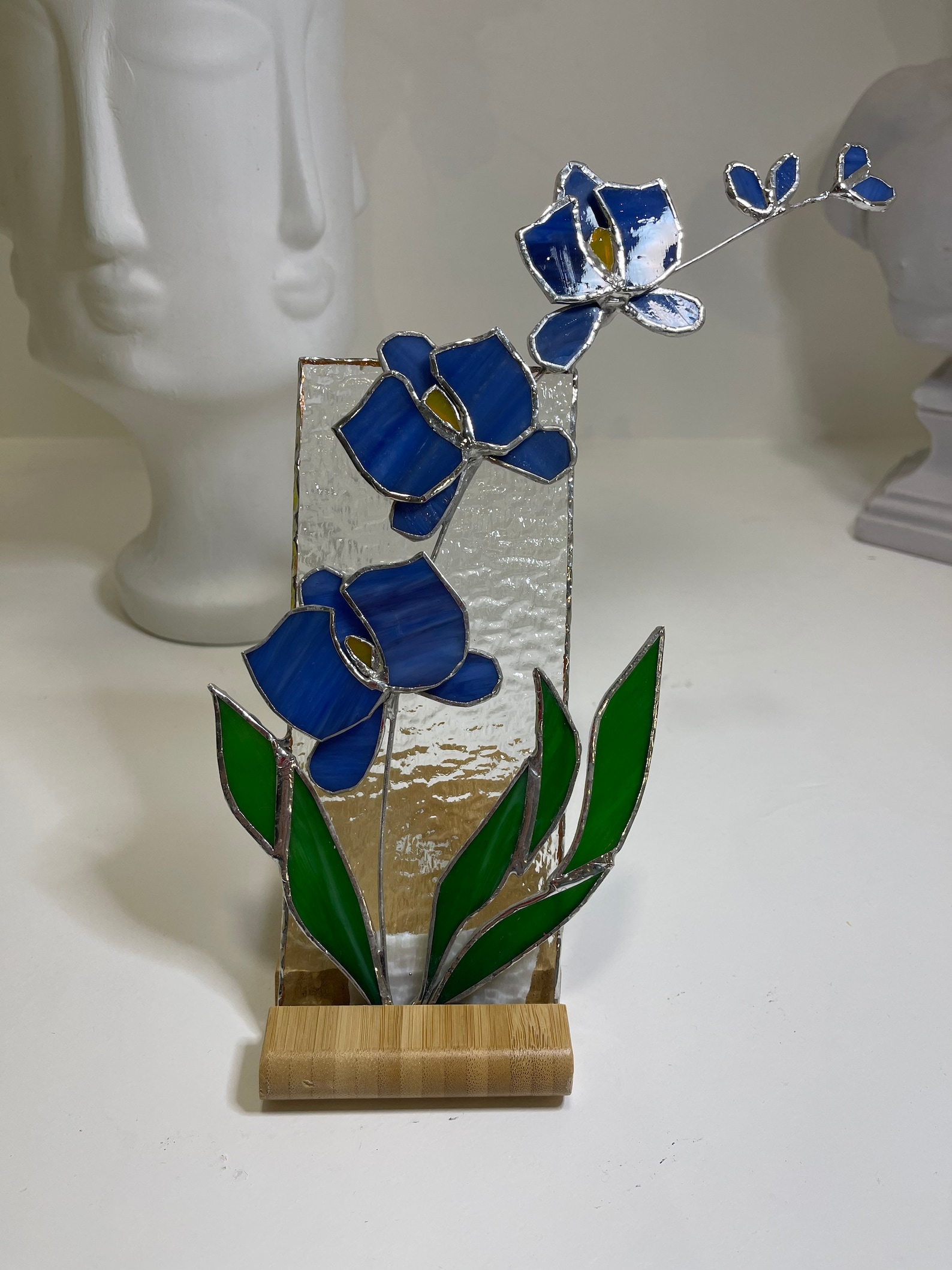 Stained Glass Orchid Panel With Stand 3D Stained Glass Home - Etsy