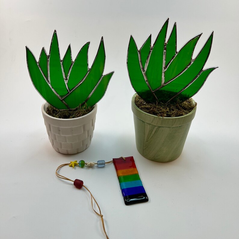 Succulent Stained Glass Patterns Agave Flower Set for - Etsy