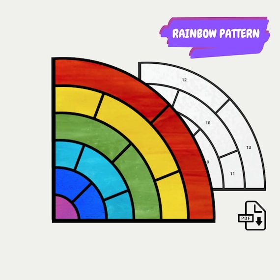 Rainbow Stained Glass Pattern Beginner Corner Window Hanging | Etsy