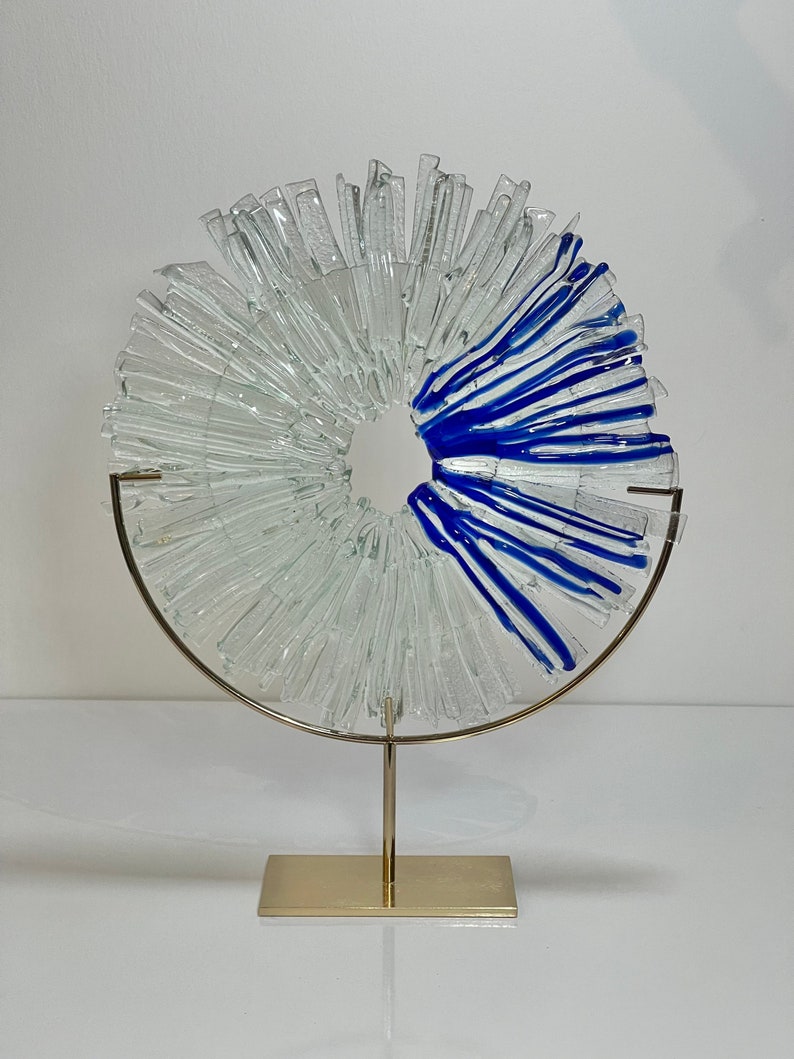 Modern Glass Disc Sculpture Abstract Fused Glass Disc - Etsy