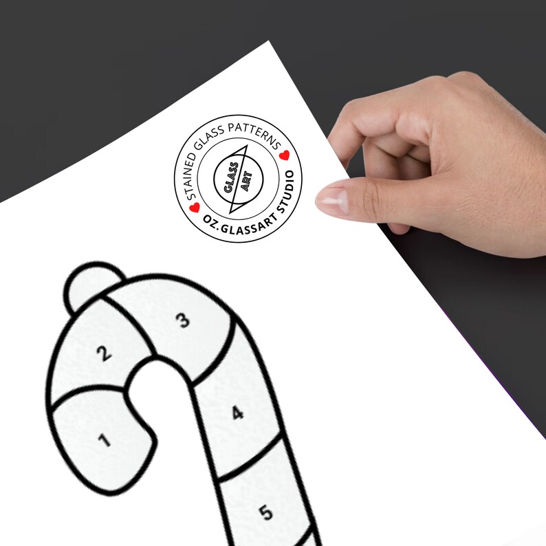 Candy Cane Christmas Stained Glass Pattern • Easy Christmas Ornament ...