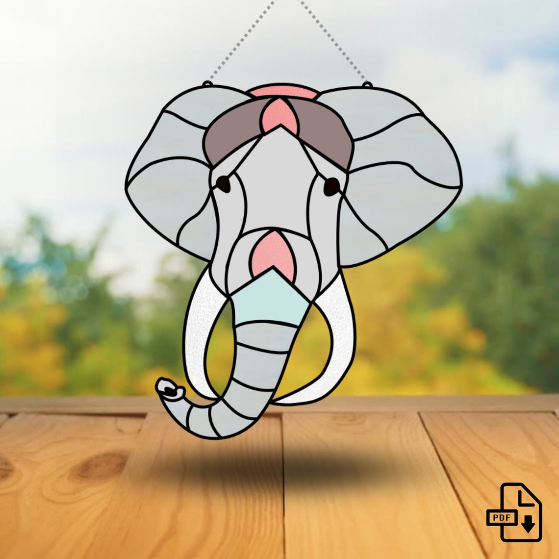 Elephant Stained Glass Pattern Beginner Suncatcher Pattern - Etsy