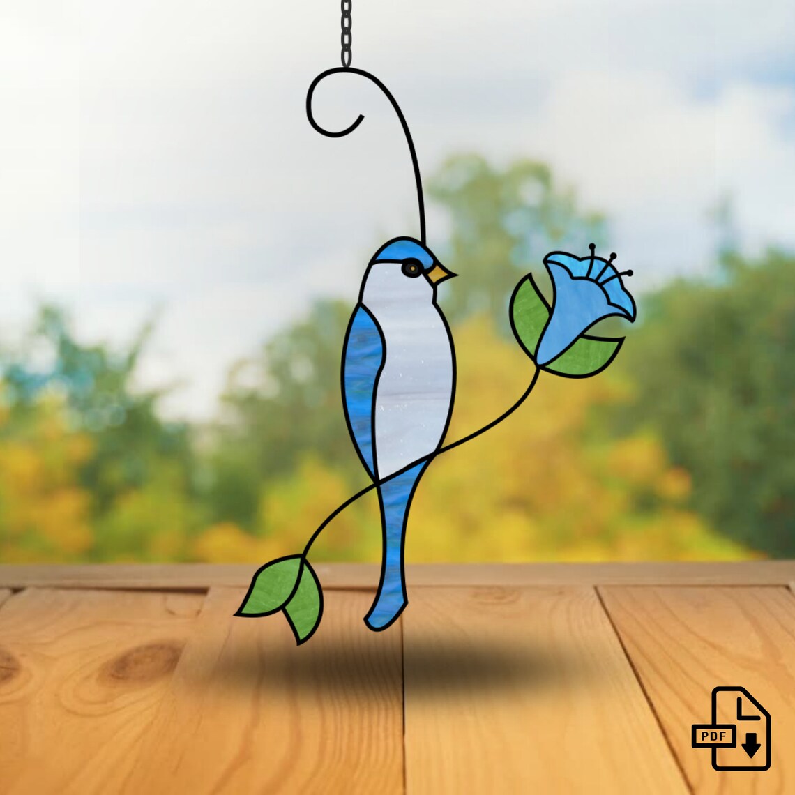 Blue Bird Stained Glass Pattern for Mother's Day Gift | Etsy