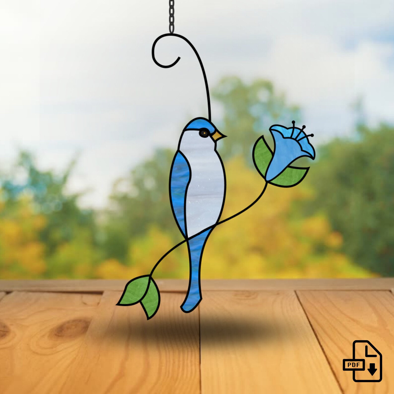 Blue Bird Stained Glass Pattern for Mother's Day Gift | Etsy