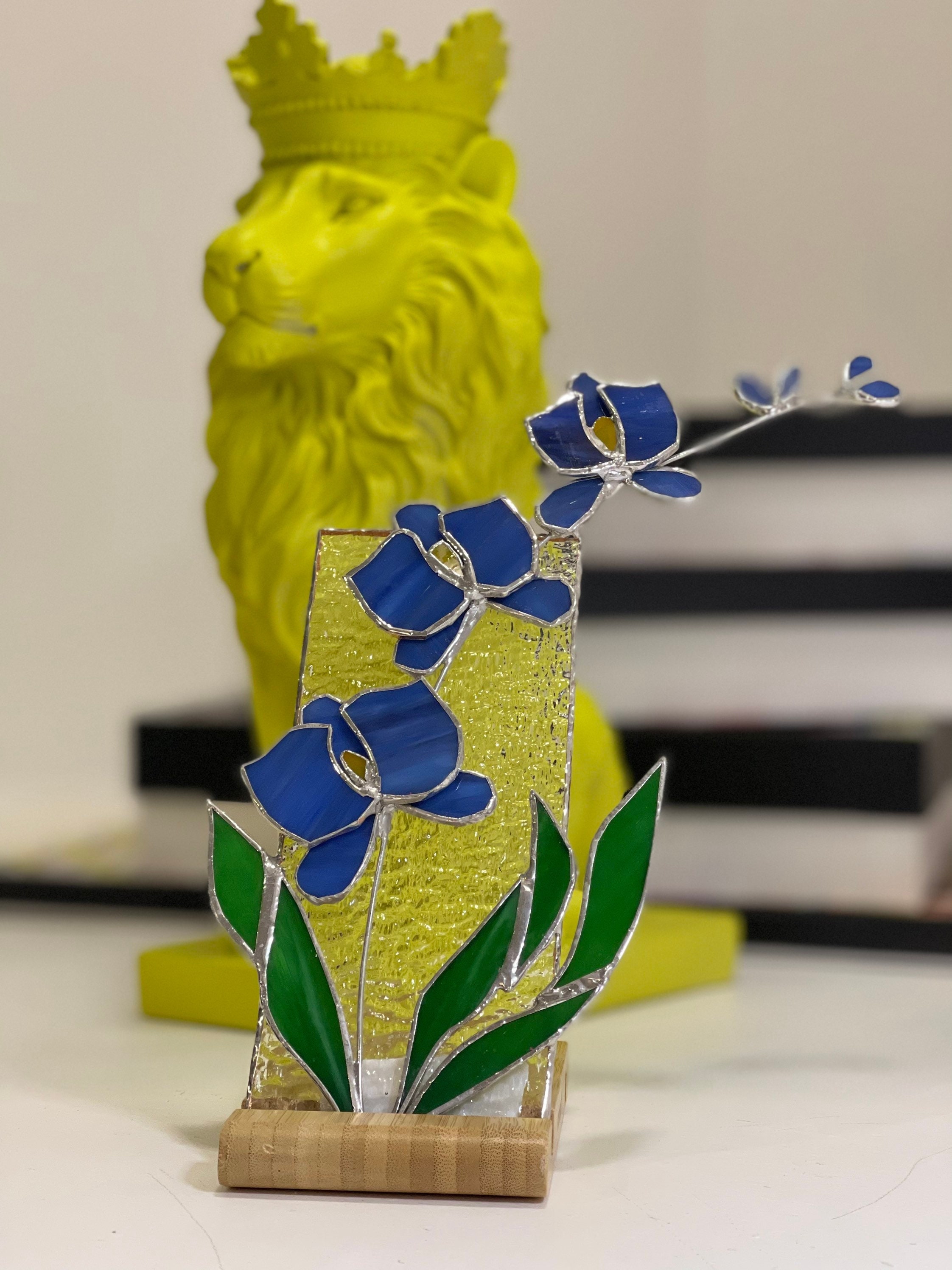 Stained Glass Orchid Panel With Stand 3D Stained Glass Home - Etsy