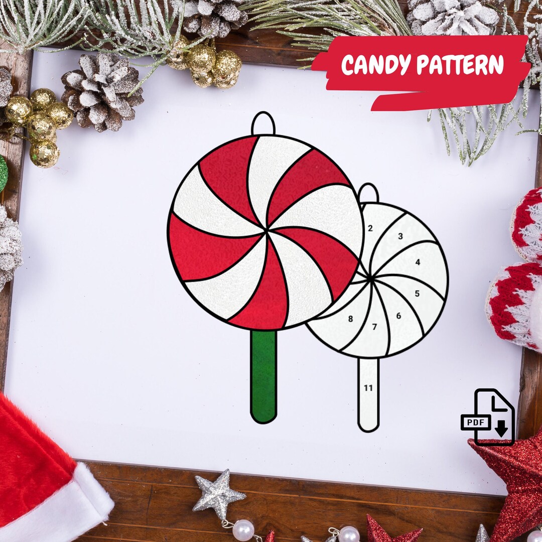 Easy Christmas Candy Stained Glass Pattern • Digital Download - Etsy
