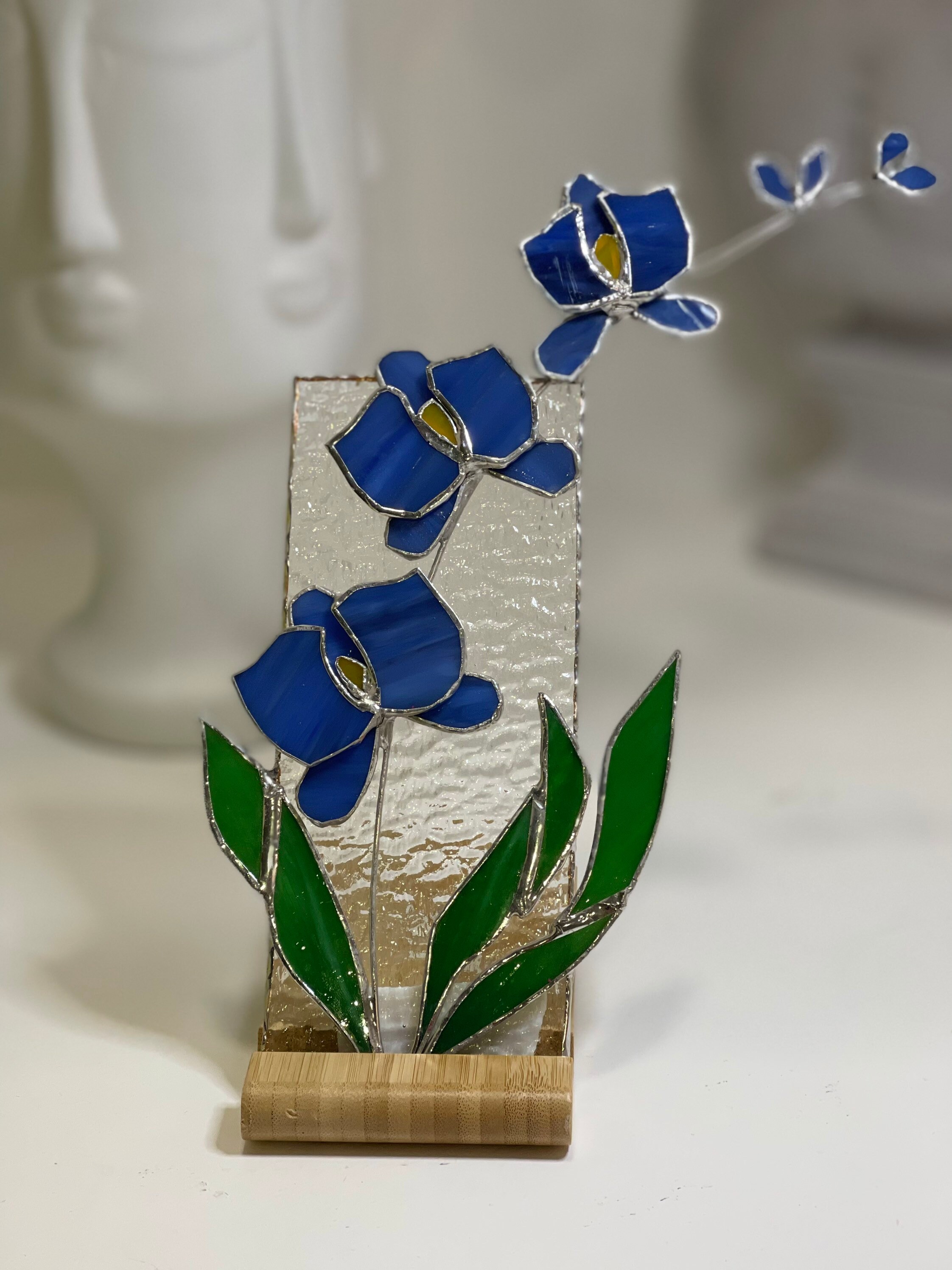 Stained Glass Orchid Panel With Stand 3D Stained Glass Home - Etsy