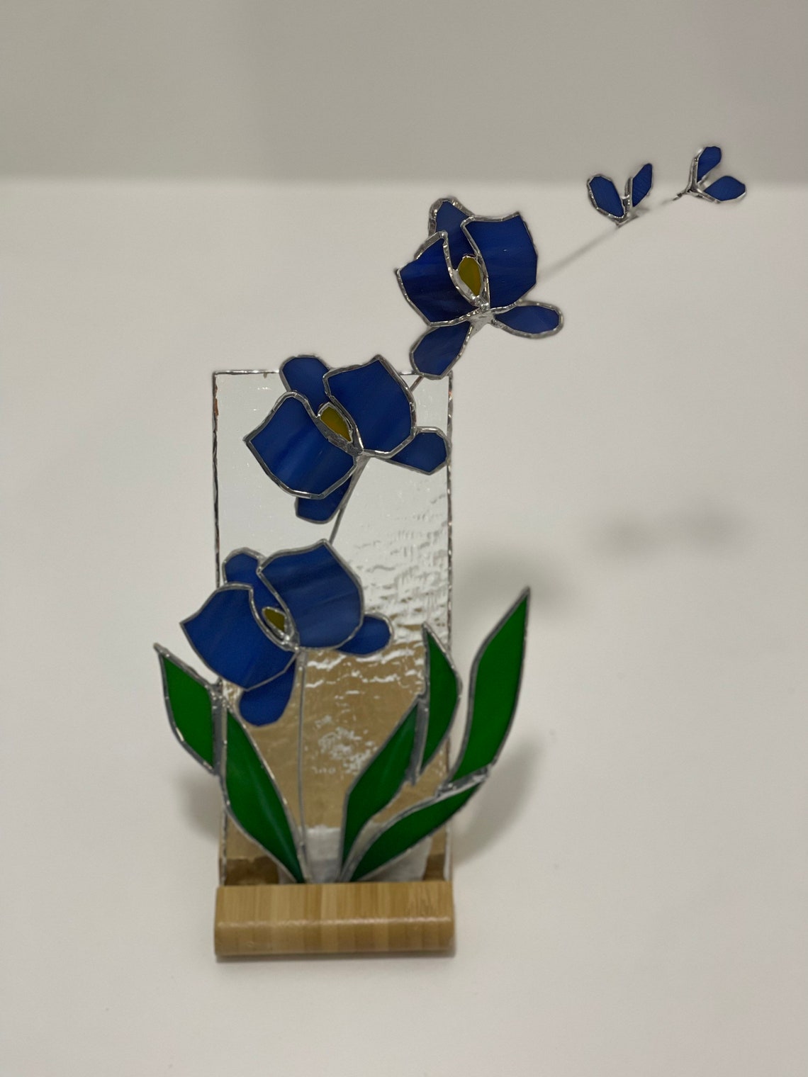 Stained Glass Orchid Panel With Stand 3D Stained Glass Home - Etsy